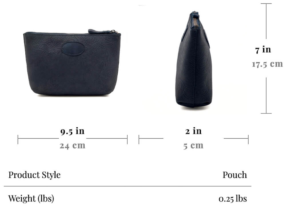 Heritage Tooled Leather Large Zippered Pouch | Mission Mercantile